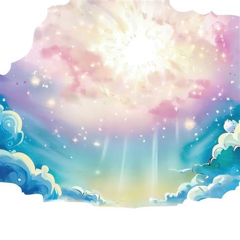 Una Ilustraci N De Dibujos Animados De Un Cielo Con Nubes Y El Sol