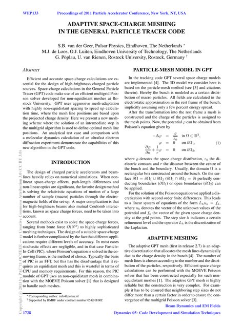 pdf adaptive space charge meshing in the general particle tracer code
