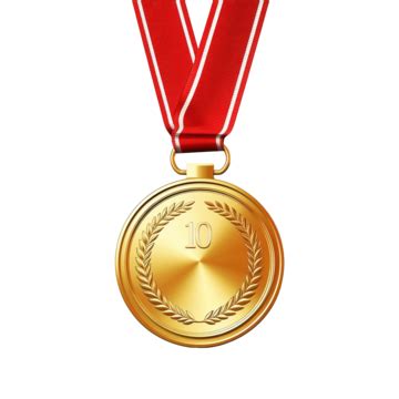 Medalla De Oro Con Cinta Roja Campeón Y Ganador Premios Medalla