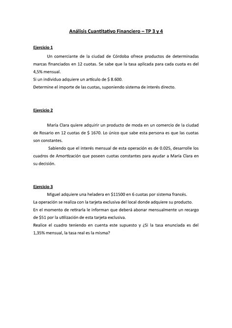 Análisis Cuantitativo Financiero TP 3 y 4 Se sabe que la tasa