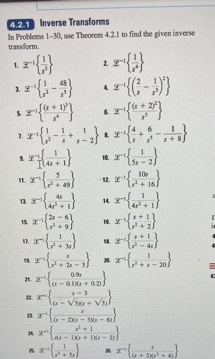 solved 4 2 1 inverse transforms in problems 1 30 use