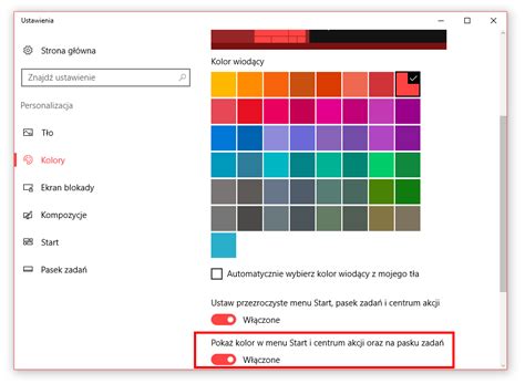 Jak zmienić kolor paska zadań w Windows 10 bez zmiany koloru menu Start
