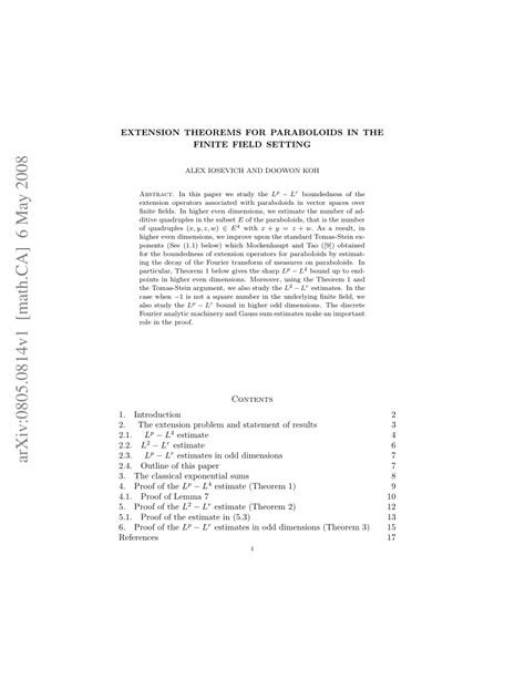 pdf extension theorems for paraboloids in the finite field setting