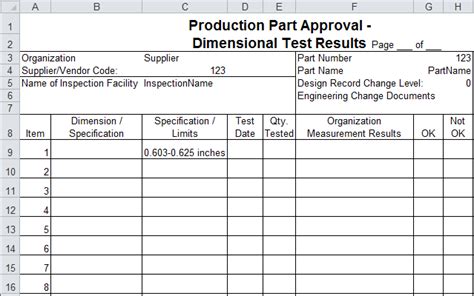 Aiag Ppap Excel Template