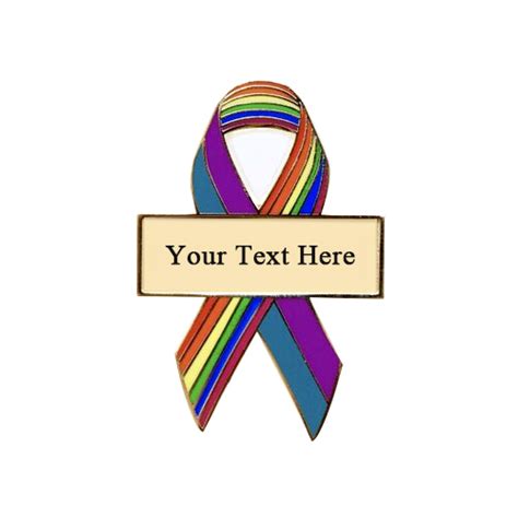 Teal Purple And Rainbow Personalized Awareness Ribbon Pins