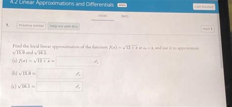 find the local linear approximation of the function