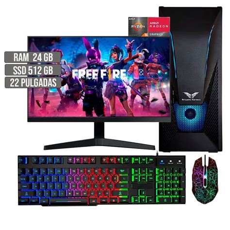 PC EQUIPO COMPUTADOR GAMER AMD RYZEN 5 5600G SSD 512GB RAM 24GB LED 22