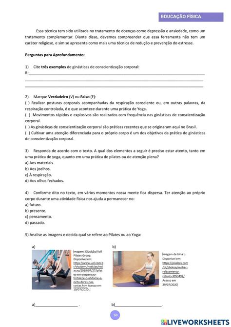 Ginástica online worksheet for ENSINO FUNDAMENTAL School subjects
