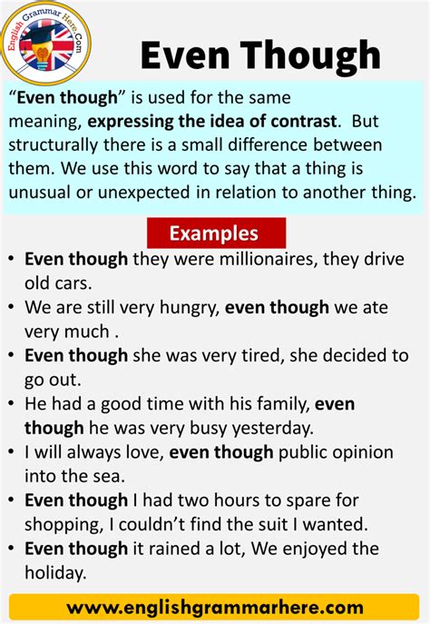 Even Though Definition And Example Sentences English Grammar Here