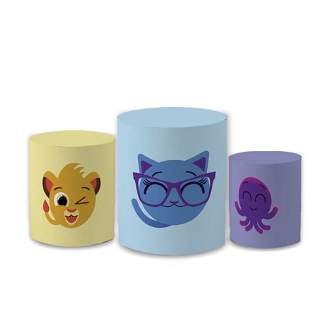 Trio Capas De Cilindros Sublimados Decorativo Tema Infantil Bolofofos