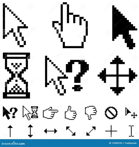 Pixel Cursors Icons Hand Arrow Hourglass Vector Image CartoonDealer
