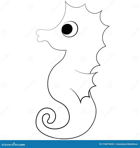 Lindo Caballito De Mar De Dibujos Animados Dibujar Ilustración En