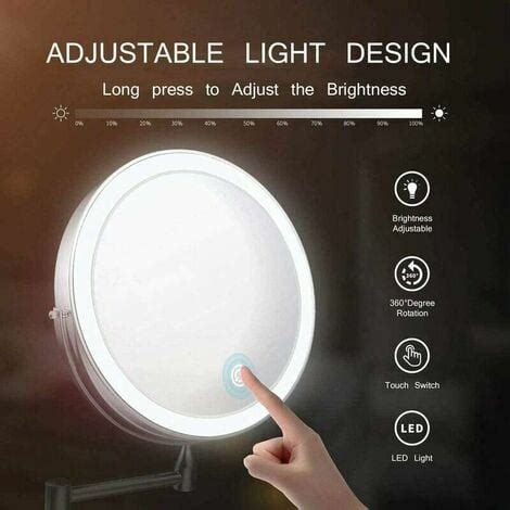 Pouces Miroir Grossissant Lumineux Mural X Led Miroirs De
