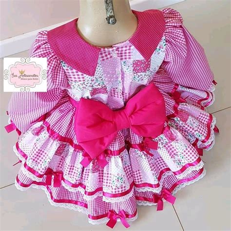 Vestido Caipira Xadrez Rosa Elo Produtos Especiais
