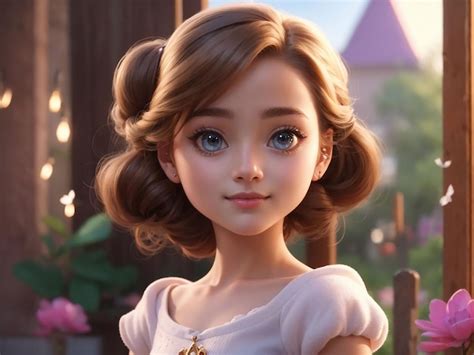 Personaje De Dibujos Animados Hermosa Princesa Linda Chica Foto Premium