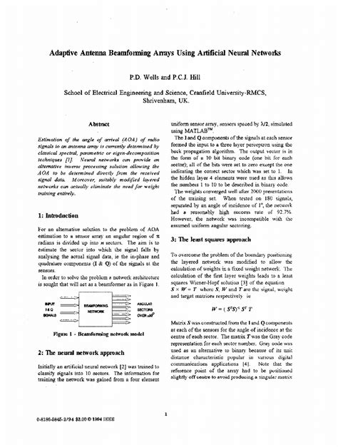 adaptive antenna beamforming arrays using artificial neural networks ieee conference