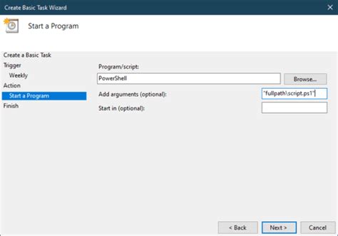 cómo programar correctamente una tarea para ejecutar el script de powershell tecnotraffic