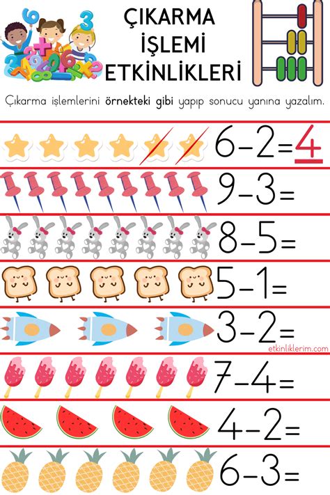 Okul Öncesi Çıkarma İşlemi Etkinliklerim