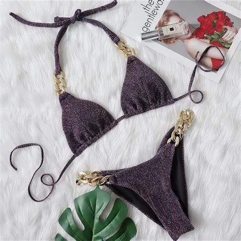 Jual Para Praia New Sexy Glint Bikini 2022 Thong Bathing Suit For Women
