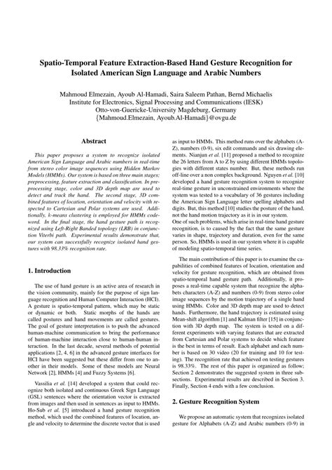 pdf spatio temporal feature extraction based hand gesture recognition for isolated american
