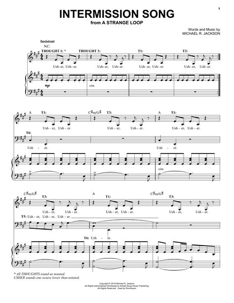 Michael R Jackson Intermission Song From A Strange Loop Sheet
