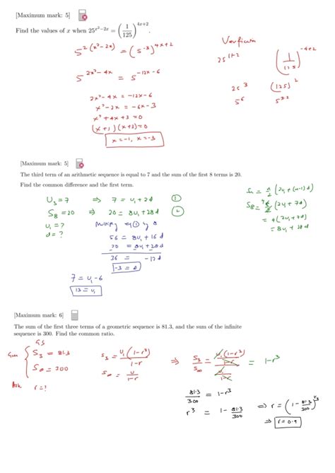 ib sl questions on sequence series binomial theorem practice sumant s 1 page of math