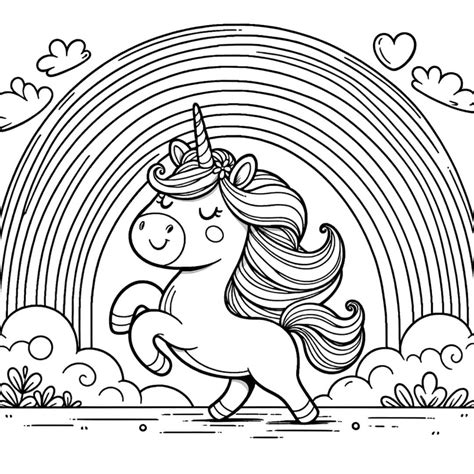 Dessin Gratuit Imprimer Coloriage Licorne Arc En Ciel
