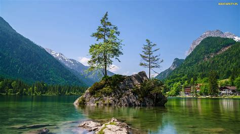 Tapety zdjęcia Skały Góry Alpy Jezioro Hintersee Niemcy Gmina