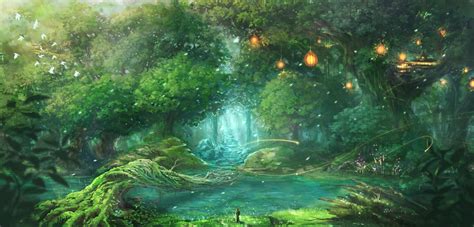 Green Anime Scenery Wallpapers Wallpaper Cave