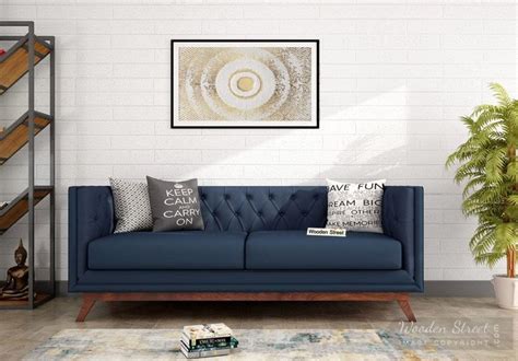 Buy Berlin 3 Seater Sofa Cotton Indigo Ink Online In India At Best