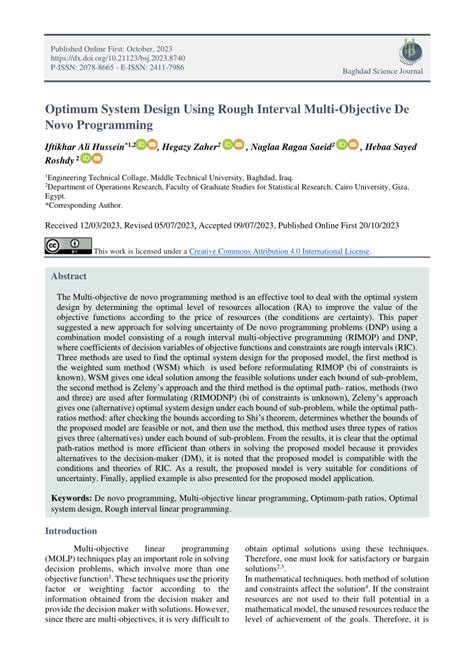 pdf optimum system design using rough interval multi objective de novo programming