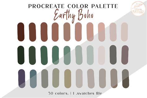 Earthy Boho Procreate Color Palette Graphic By Olya Haifisch Creative
