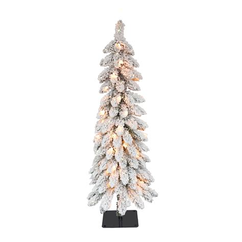 Puleo International Pre Lit Flocked Alpine Pencil Artificial
