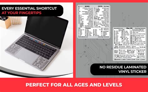 synerlogic 1 set mac os word and excel shortcuts cheat sheet sticker bundle