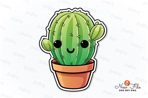 Kawaii Cute Cactus Stickers Graphic By Crafticy Creative Fabrica