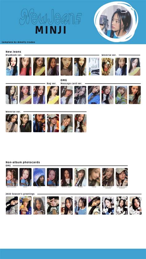 Newjeans Minji Photocard Template Binder Templates Blue Books