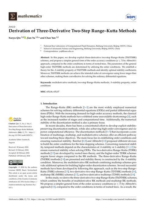 pdf derivation of three derivative two step runge kutta methods