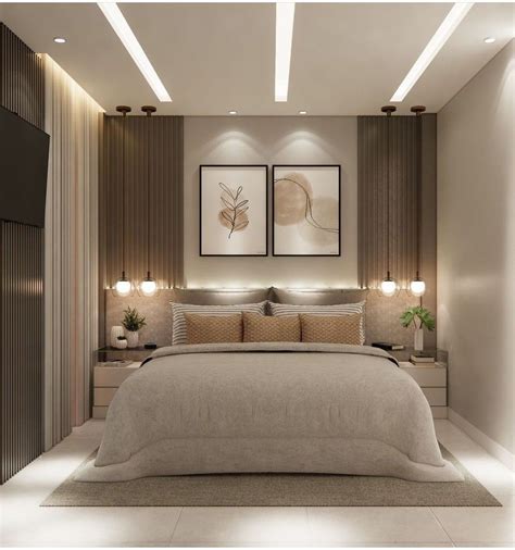 A Large Bed Sitting In A Bedroom Next To Two Lamps On Either Side Of It