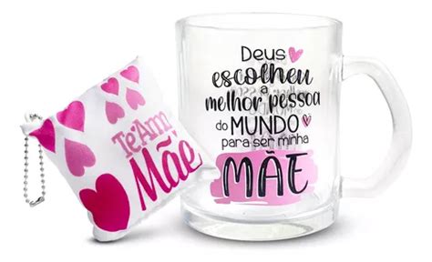 Caneca De Vidro Presente Frases Mães Xicara C chaveiro 320ml Deus