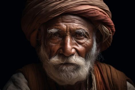 Premium Photo Indian Old Man Face Adult Generate Ai