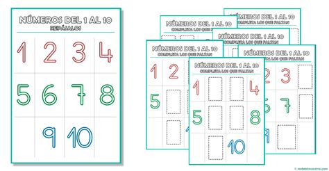 Números del 1 al 10 para imprimir en PDF fichas