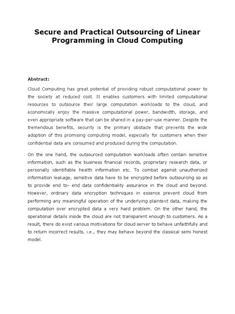 secure and practical outsourcing of linear programming in cloud computing pdf key