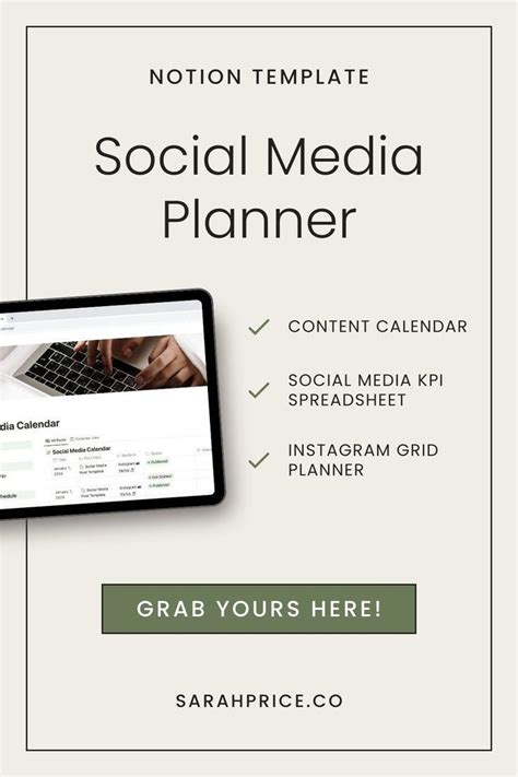 Notion Content Calendar Social Media Content Planning Template In