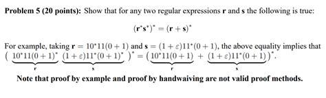 solved show that for any two regular expressions r and s