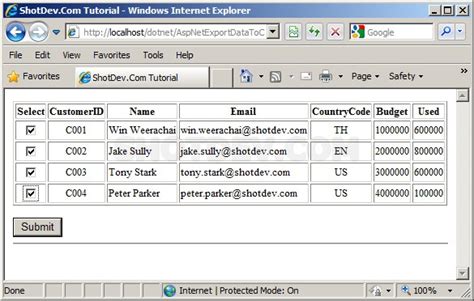 asp and export record data to csv shotdev