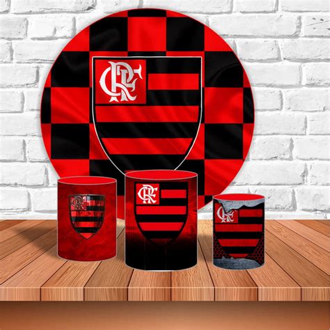 Decoração Festa Infantil Futebol Painel Capas de Cilindro Flamengo