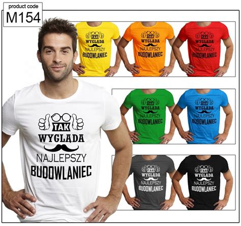 Śmieszne koszulki S Budowlańca z napisem nadruk 7653587373