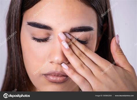 Don T Touch Your Face Girl Rubbing Her Eye Dirty Hands Stock Photo By