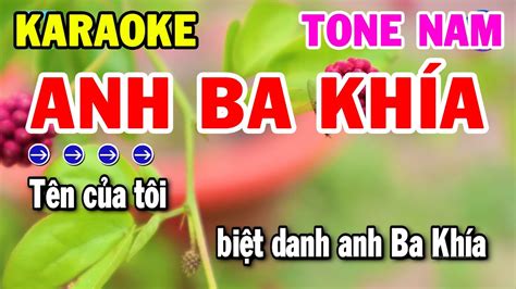 Karaoke Anh Ba Khía Tone Nam Nhạc Sống Cha Cha Hay Nhất Kho Nhạc