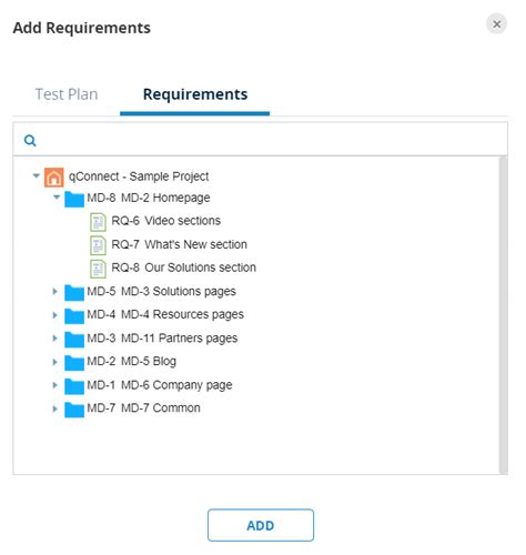 link test cases and requirements
